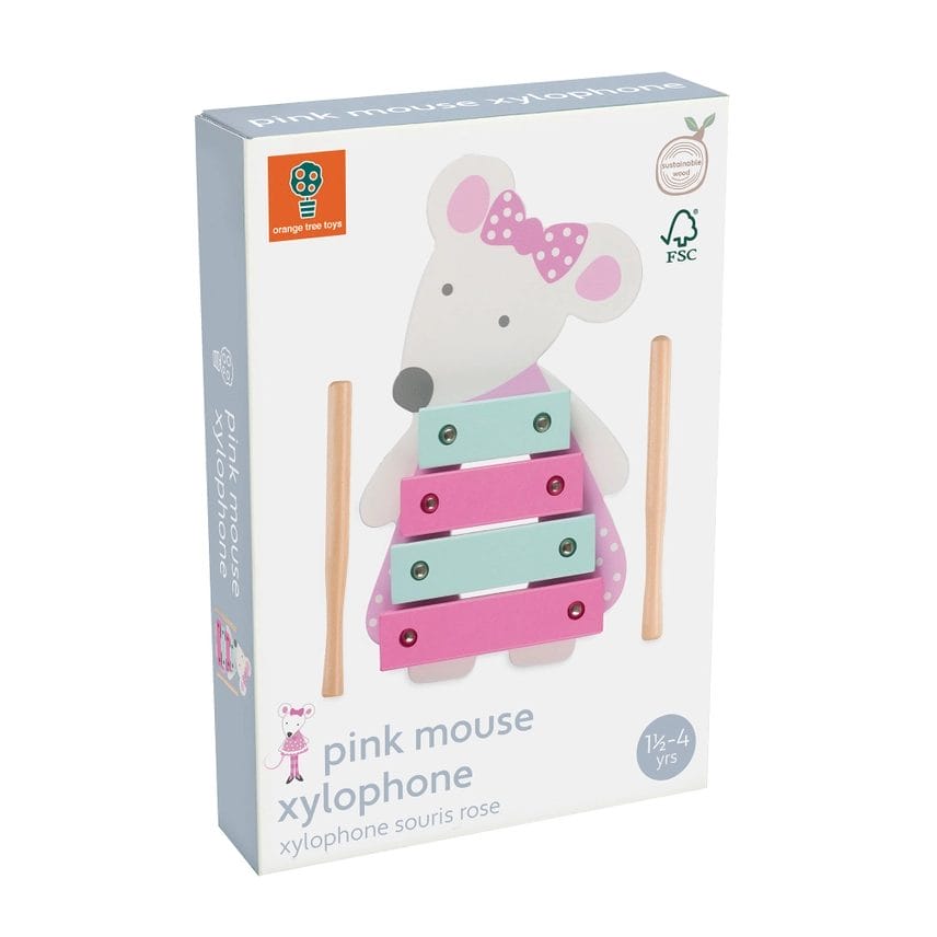 Pink Mouse Wooden Xylophone - Pitter Patter Nursery Store